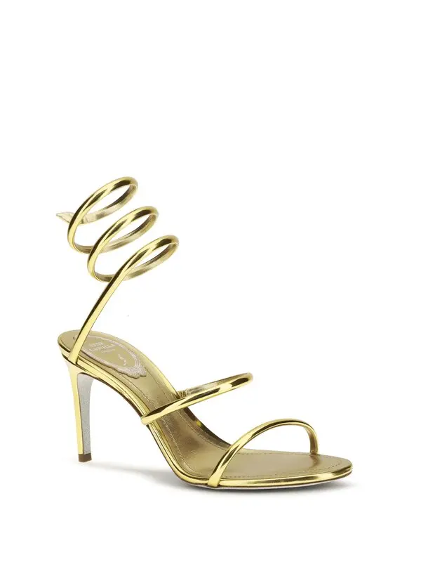 Rene Caovilla Metallic Cleo Sandals In Leather