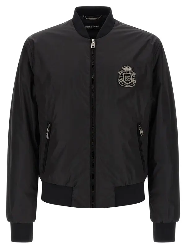 Dolce & Gabbana Dg' Patch Bomber Jacket - Black