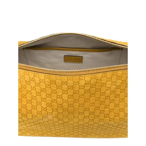 Gucci Suede Monogram Shoulder Bag - Yellow