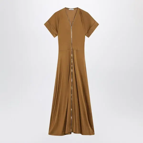 LEMAIRE Zip-up Cotton-viscose Jersey Dress - Brown
