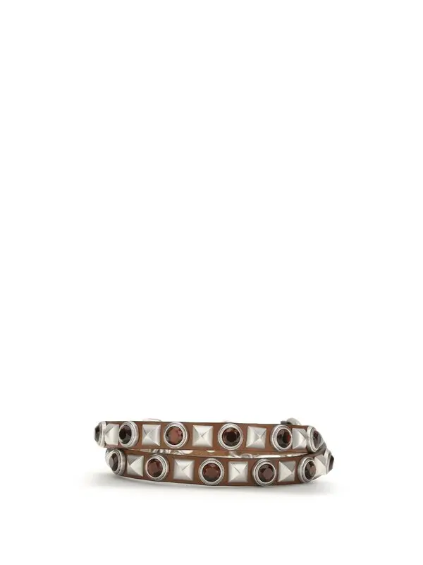 Etro Leather Belt With Jeweled Studs