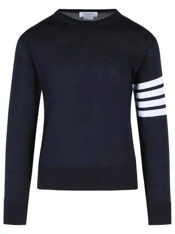 Thom Browne Classic 4-bar Sweater In Merino Wool - Blue