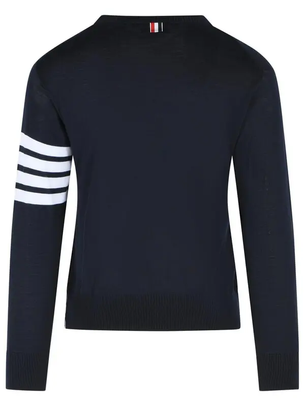 Thom Browne Classic 4-bar Sweater In Merino Wool - Blue
