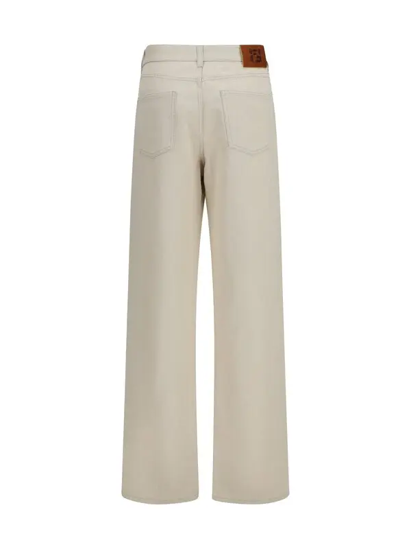 Fendi Cotton Denim Ff Reverse Jeans - Cream