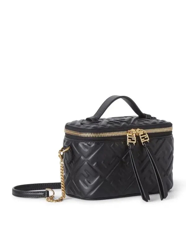 Fendi Vanity Mini Bag In Nappa With Ff Motif - Black
