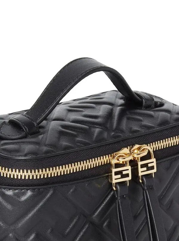 Fendi Vanity Mini Bag In Nappa With Ff Motif - Black