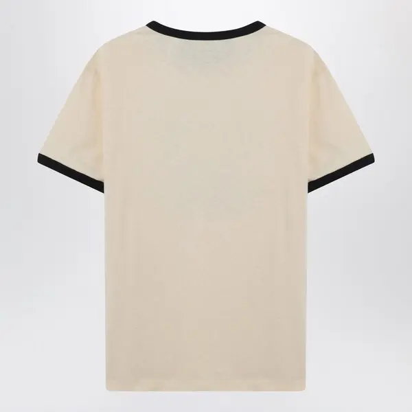 Valentino Garavani Butter-colored T-shirt With Panther Print - Cream