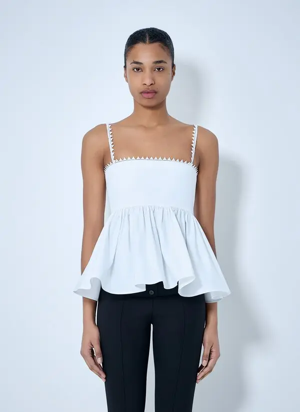 Jacquemus Peplum Top With Zigzag Trim - White