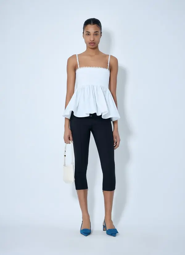 Jacquemus Peplum Top With Zigzag Trim - White