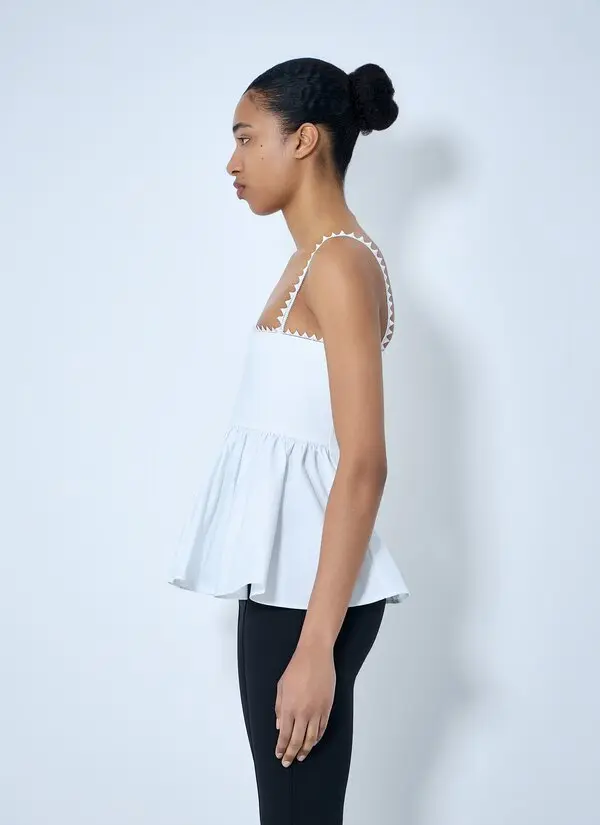 Jacquemus Peplum Top With Zigzag Trim - White
