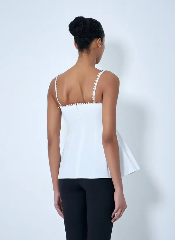 Jacquemus Peplum Top With Zigzag Trim - White