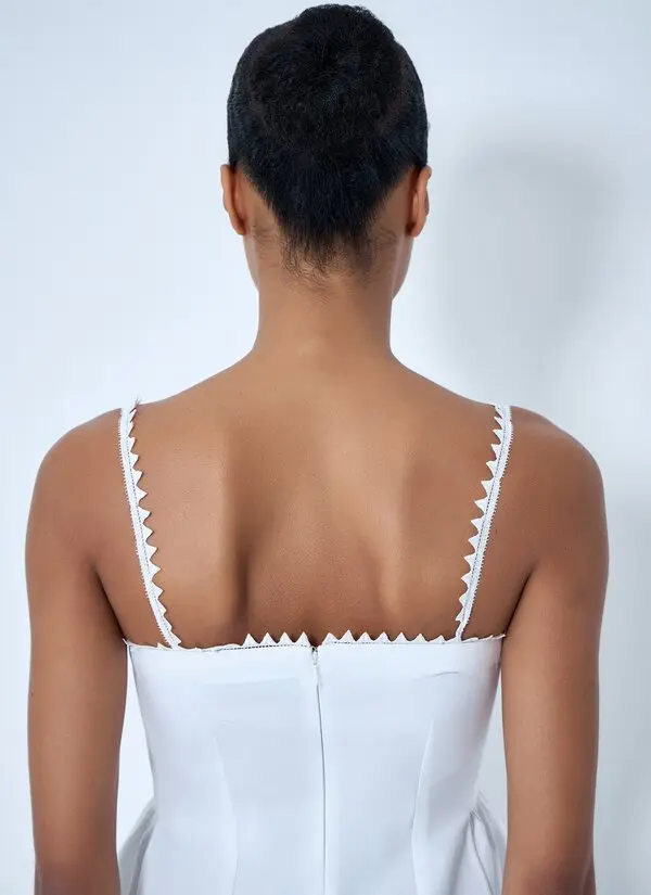 Jacquemus Peplum Top With Zigzag Trim - White