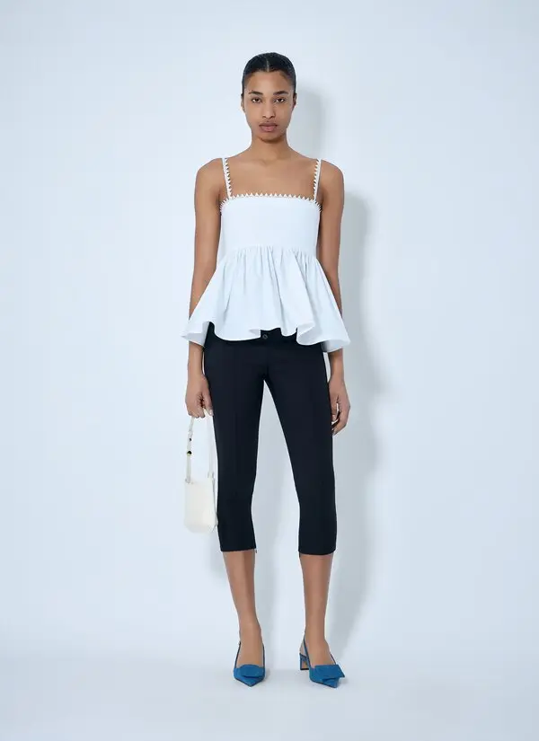 Jacquemus Peplum Top With Zigzag Trim - White