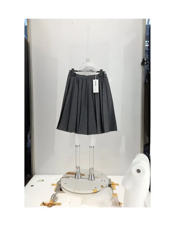 Dior Pleated Midi Skirt - Gray