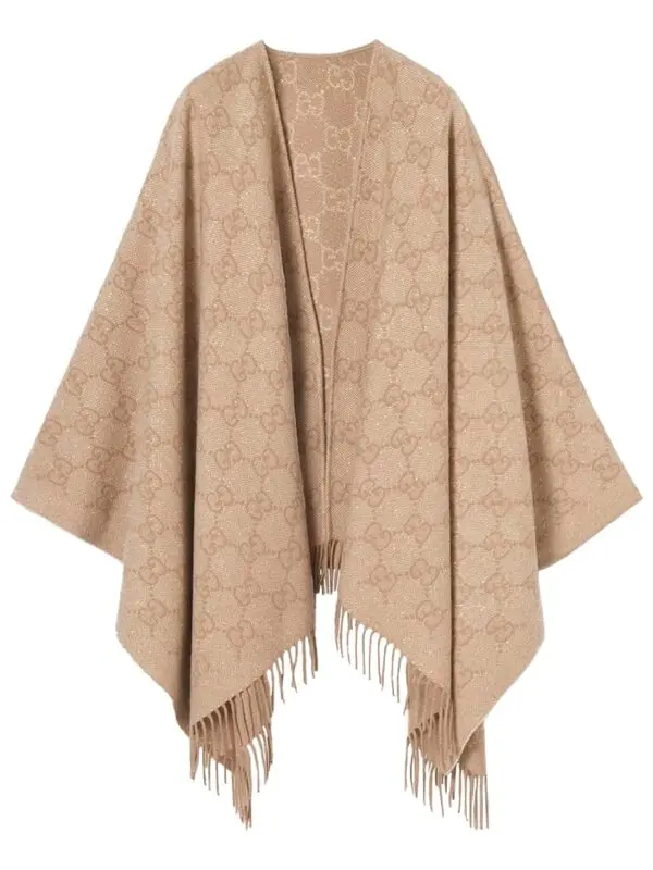 Gucci Cashmere Cape Gg - Cream