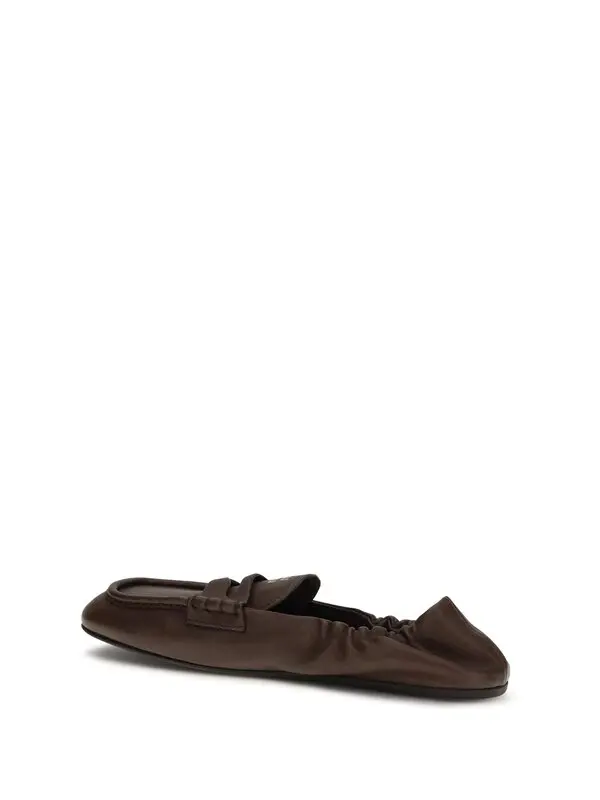 Miu Miu Ruches Nappa Leather Loafers - Brown