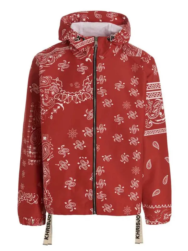 Khrisjoy Bandana Hood Nylon Windbreaker Jacket - Red