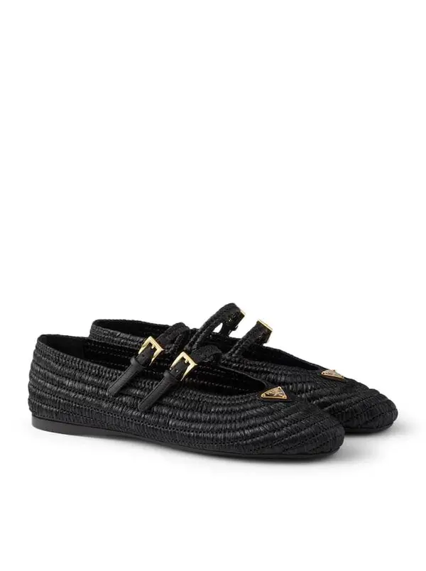 Prada Crochet Ballerinas - Black
