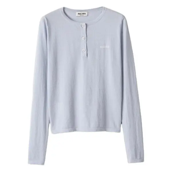 Miu Miu Cashmere Henley Sweater - Blue
