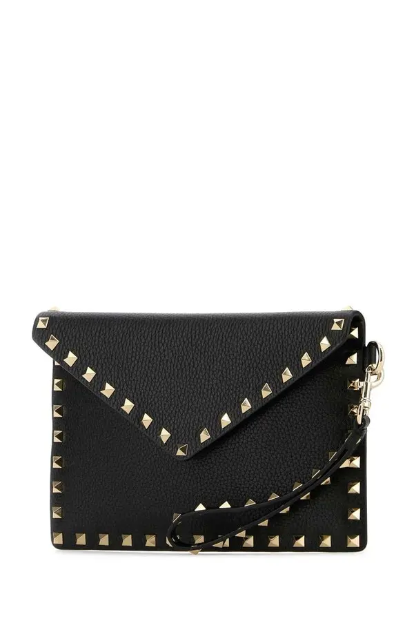 Valentino Garavani Leather Rockstud Clutch - Black