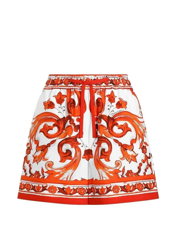 Dolce & Gabbana Maiolica Print Cotton Shorts - Multicolor