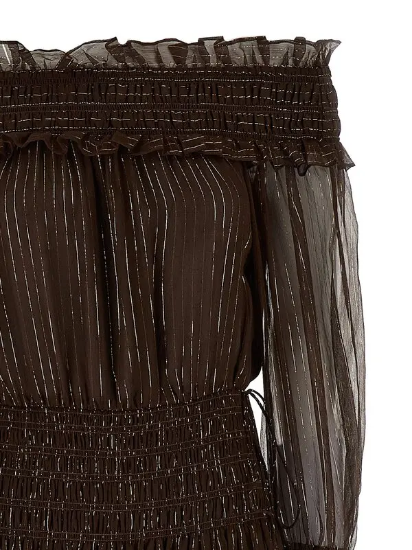 SELF-PORTRAIT Georgette Maxi Dress - Brown