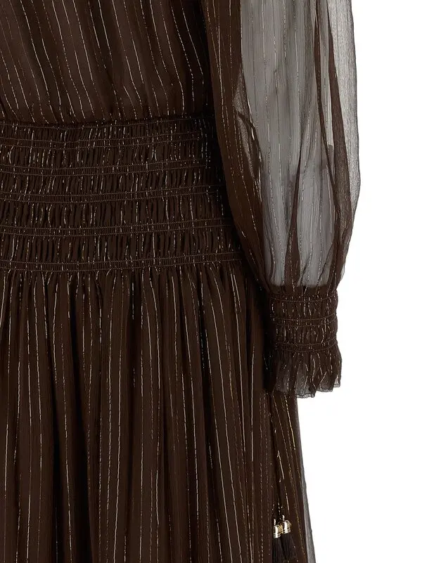 SELF-PORTRAIT Georgette Maxi Dress - Brown