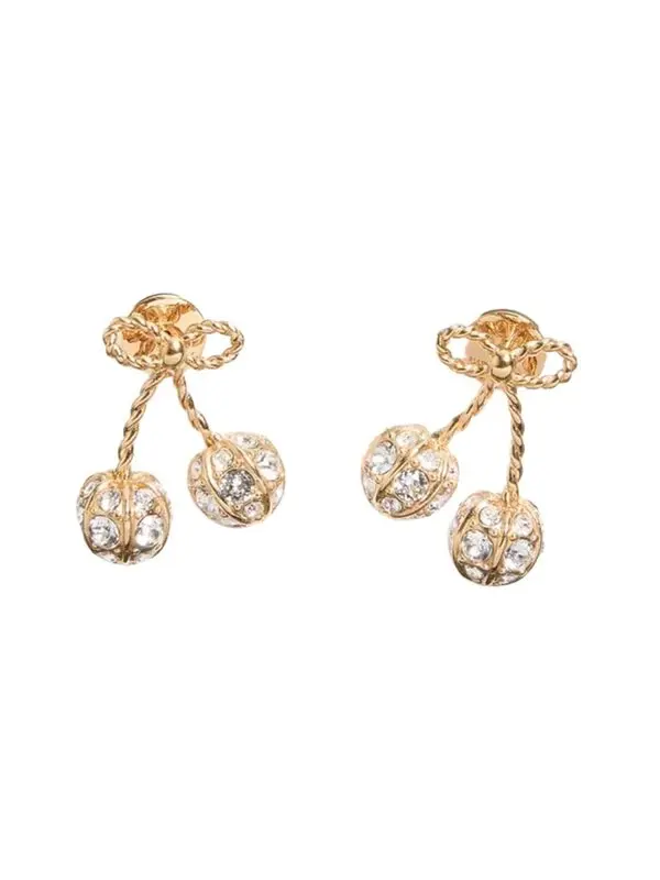 Valentino Garavani Cherryfic Earrings With Rhinestones - Gold