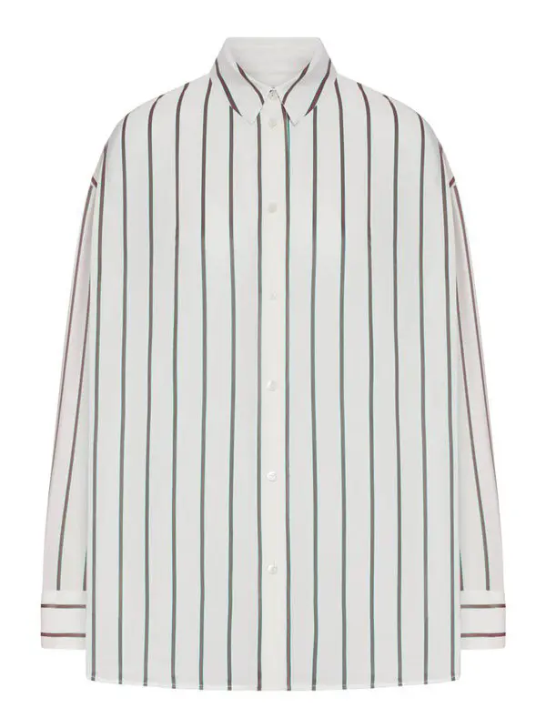 Gucci Vertical Striped Silk Shirt - White