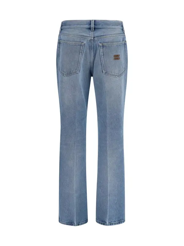 Miu Miu Washed Denim Five-pocket Jeans - Blue