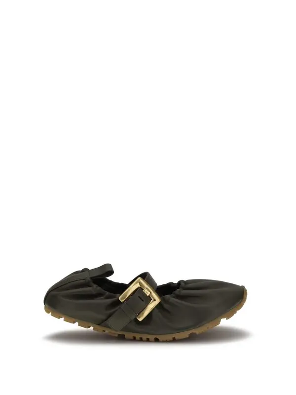 Balmain Buckle Strap Ballerinas - Green