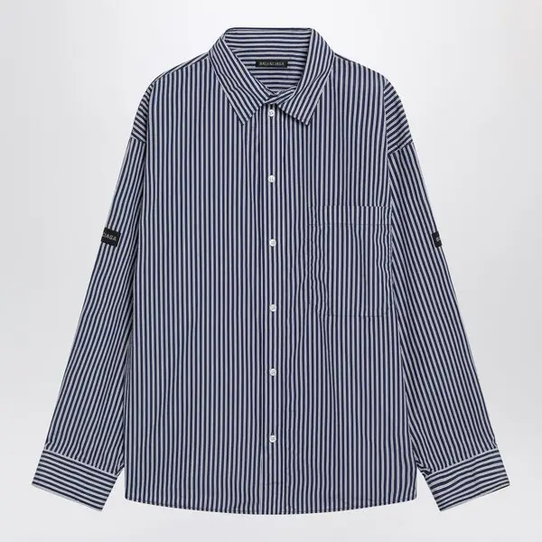 Balenciaga Oversize Navy And White Striped Shirt - Blue