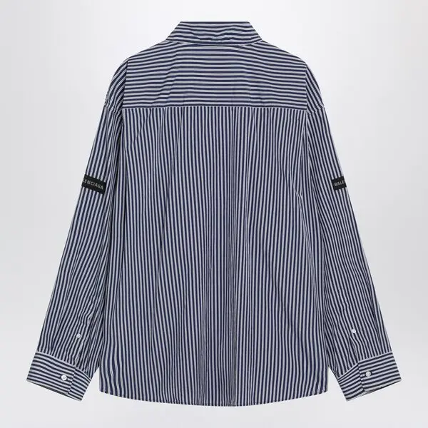 Balenciaga Oversize Navy And White Striped Shirt - Blue