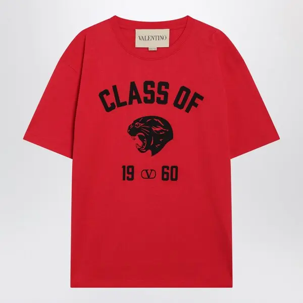 Valentino Garavani T-shirt With Panther Print - Red