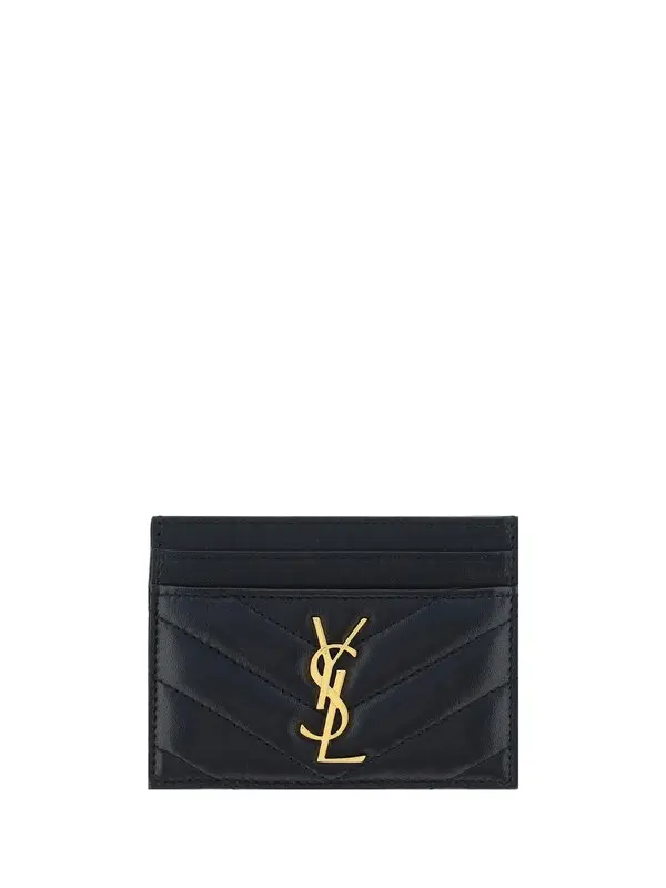 Saint Laurent Lambskin Card Holder - Black