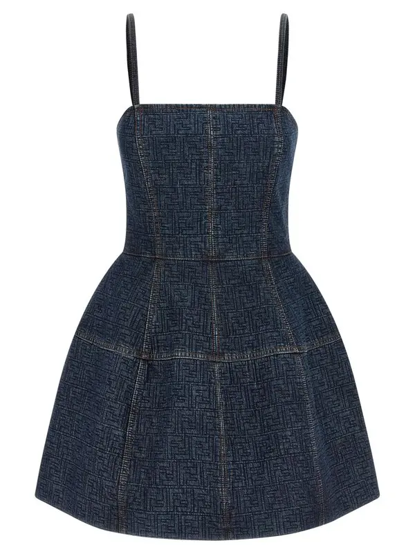Fendi Ff Denim Dress - Blue