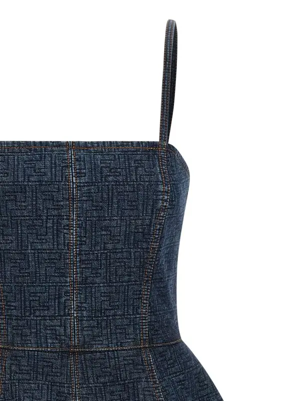 Fendi Ff Denim Dress - Blue