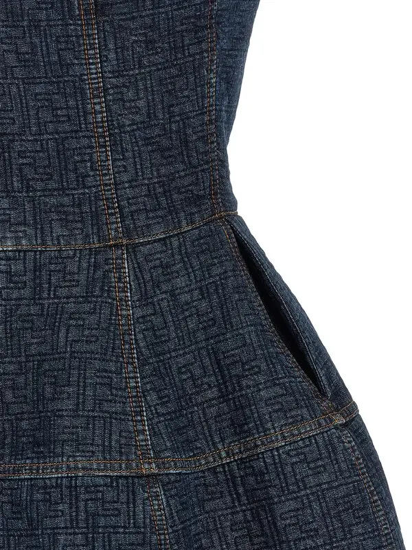Fendi Ff Denim Dress - Blue