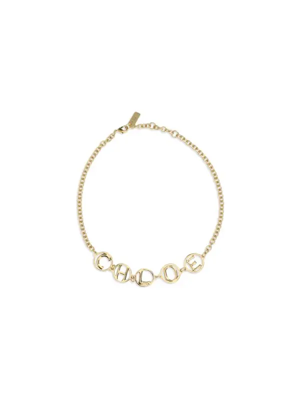 Chloé Script Choker Necklace - Gold
