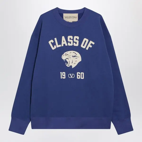 Valentino Garavani Sweatshirt With Panther Print - Blue