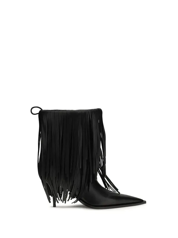 Balenciaga Avenue Fringe Ankle Boots - Black