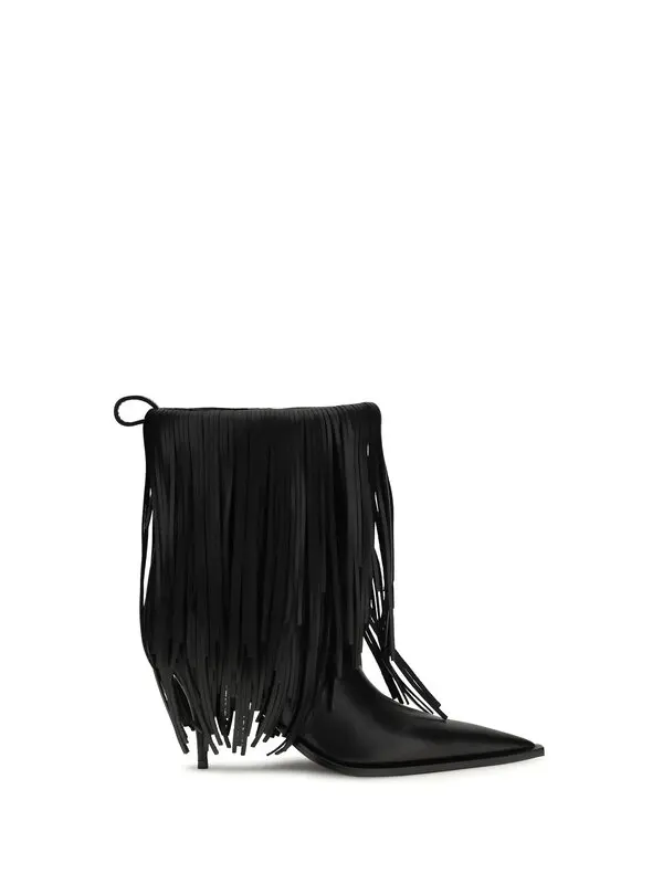 Balenciaga Avenue Fringe Ankle Boots - Black