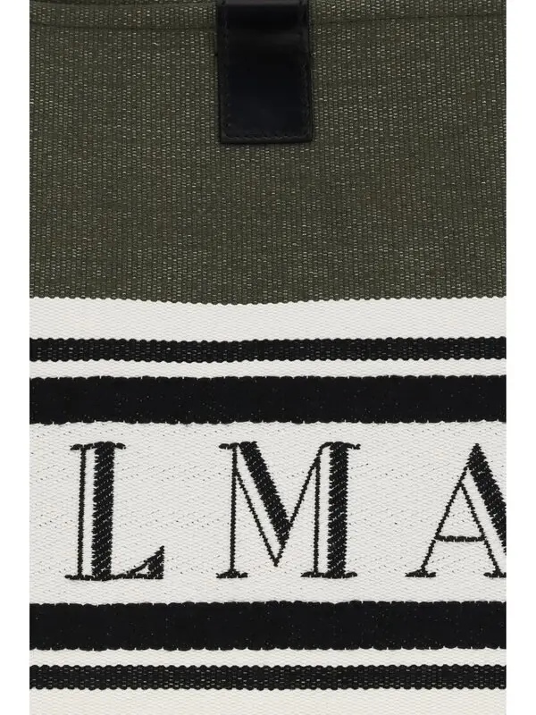 Balmain Medium Canvas And Leather Release Tote