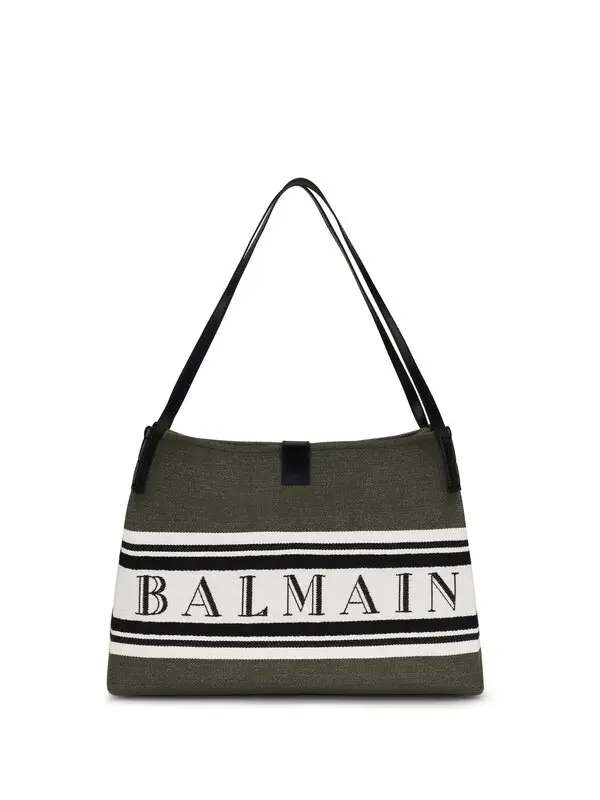 Balmain Canvas And Leather Tote Bag - Black