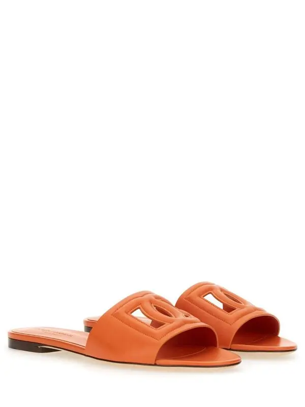 Dolce & Gabbana Logo Slide Sandals - Orange