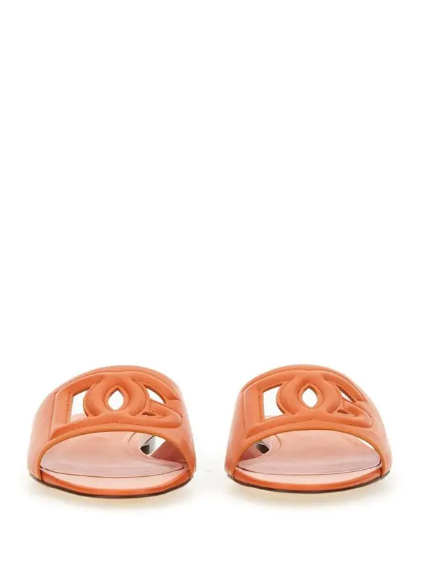 Dolce & Gabbana Logo Slide Sandals - Orange