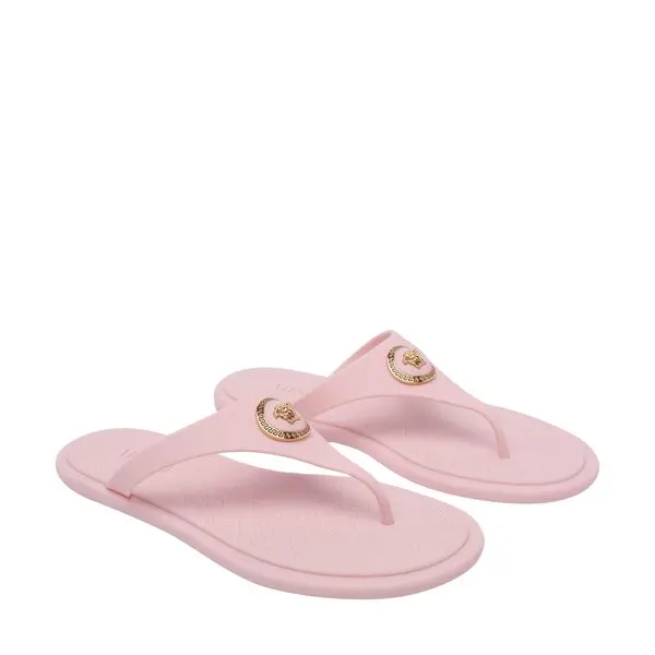 Versace Alia Rubber Flat Thong Sandals - Pink