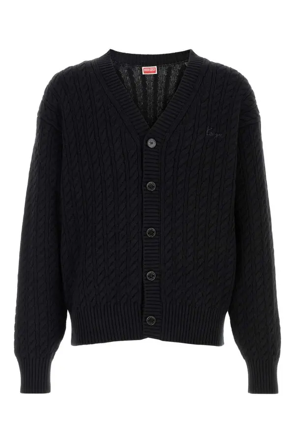Kenzo Cotton Blend Cardigan - Black