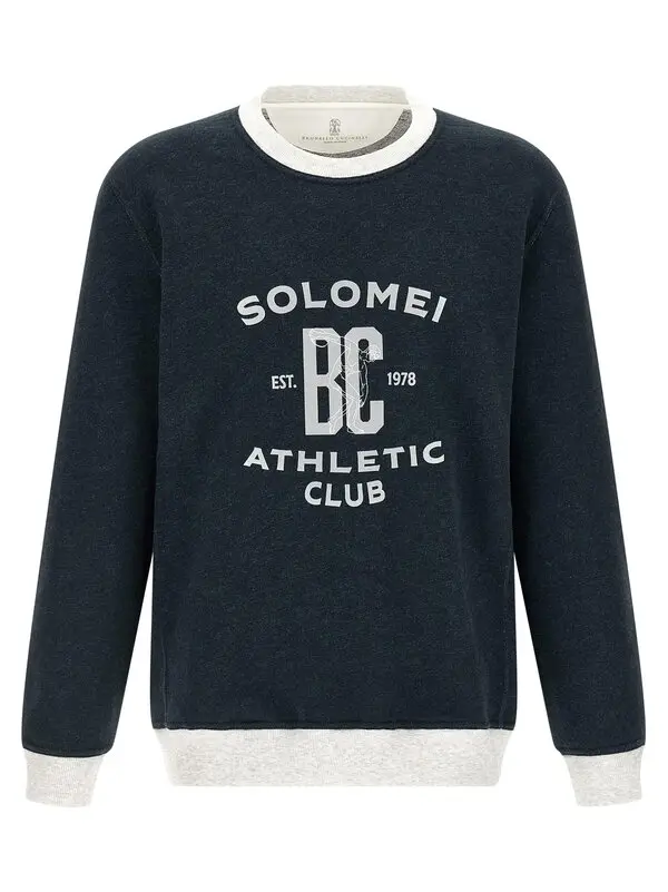 Brunello Cucinelli Cotton And Linen Sweatshirt - Blue