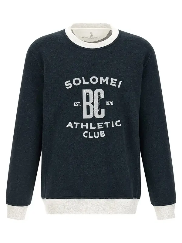 Brunello Cucinelli Cotton And Linen Sweatshirt - Blue